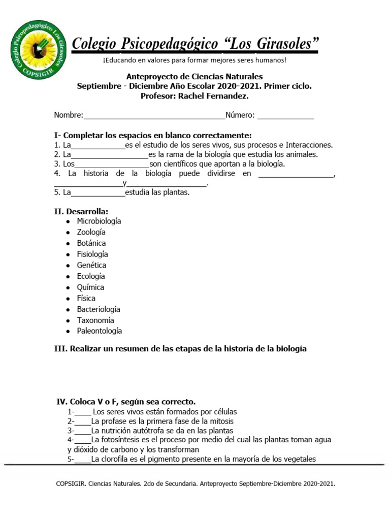 Anteproyecto 2 Do Sec. Diciembre 2020 | Descargar gratis PDF | Biomoléculas | Organismos