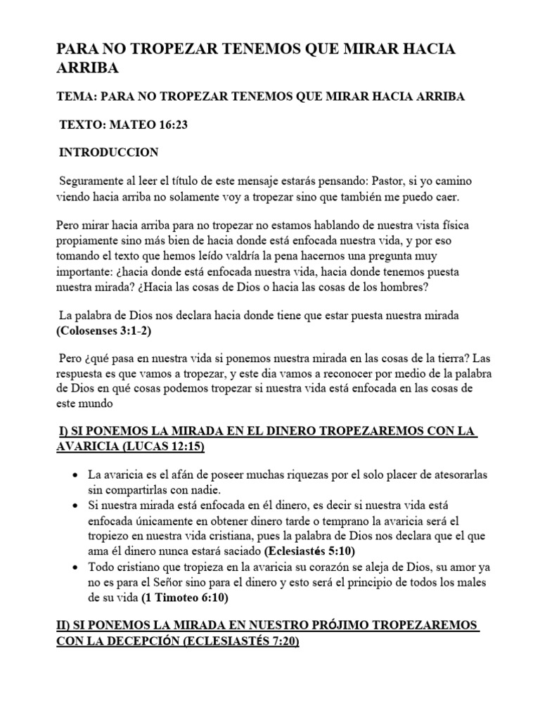 Para No Tropezar Tenemos Que Mirar Hacia Arriba | PDF