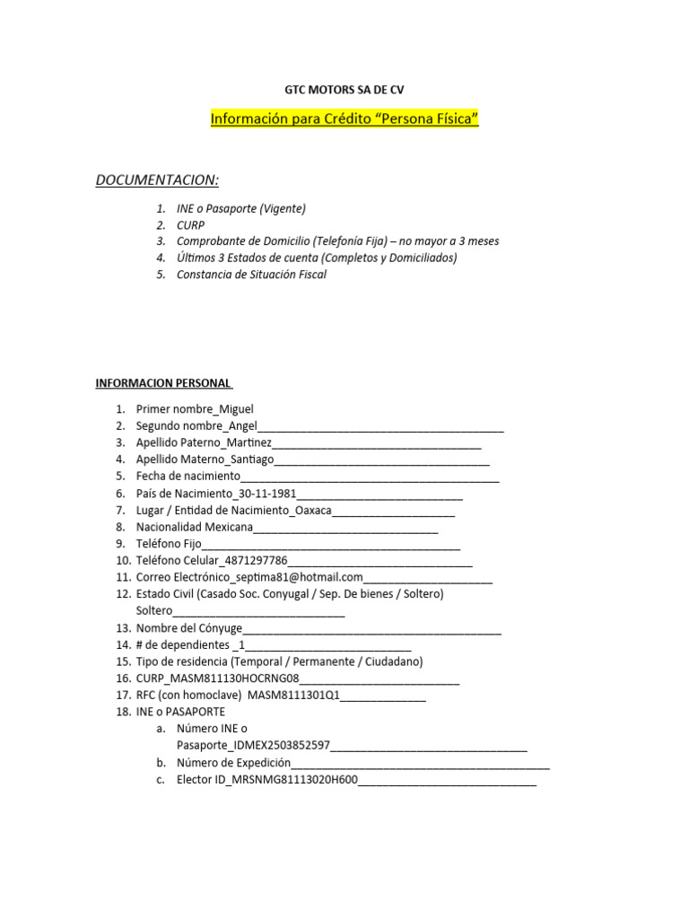 CHECK LIST PERSONA FISICA | PDF | Gobierno