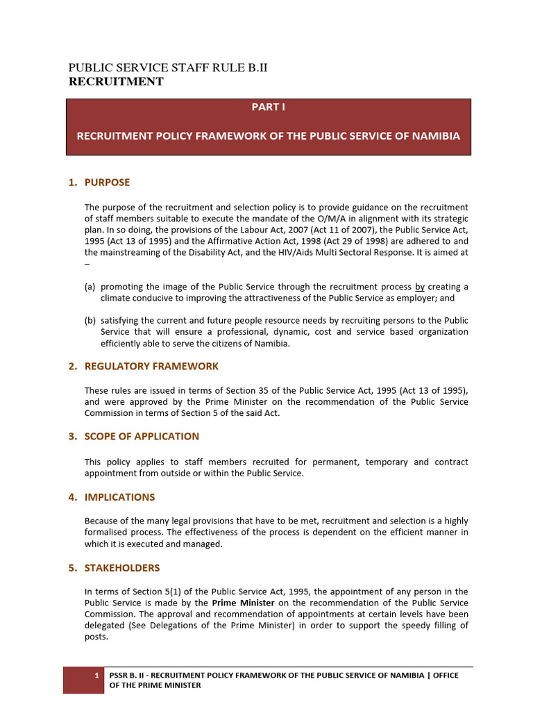 Public Service Staff Rule B 16 8 2012 | PDF | Recruitment | Employment