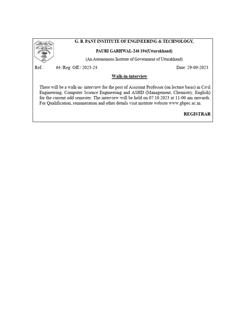 Advertisement Guest Faculty - 2 | PDF