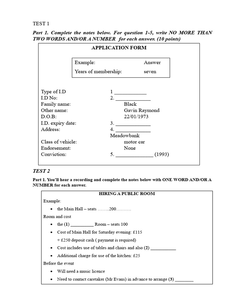 Listening Test Instructions and Details | PDF