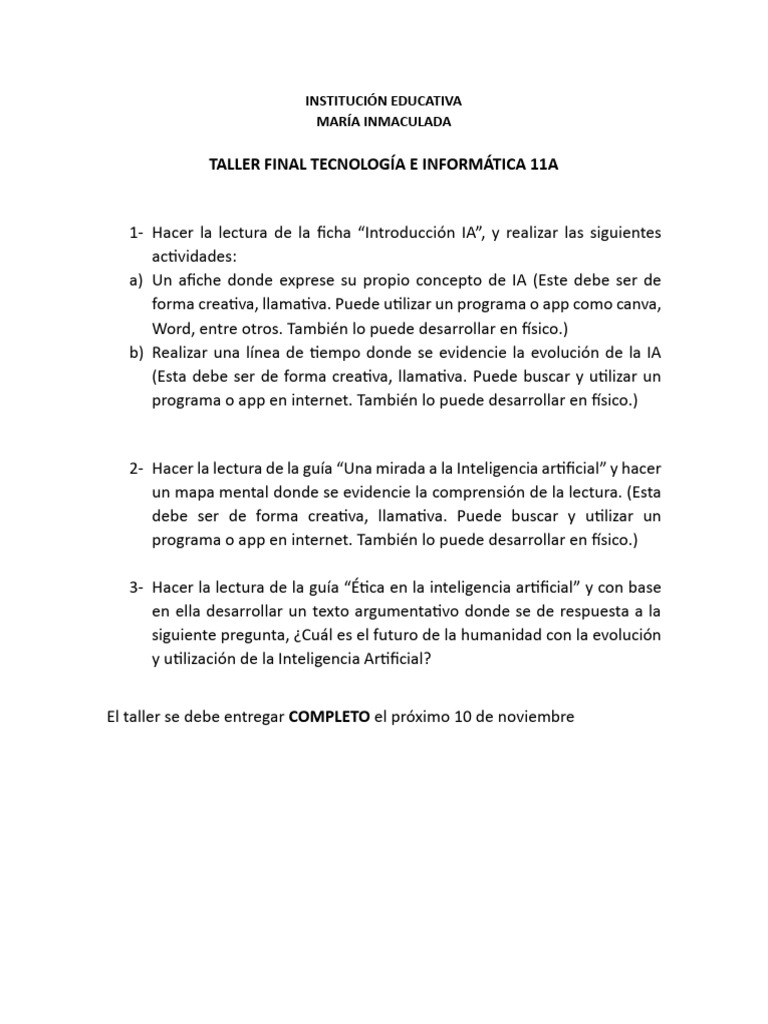 Taller Final 11 - Ia | PDF