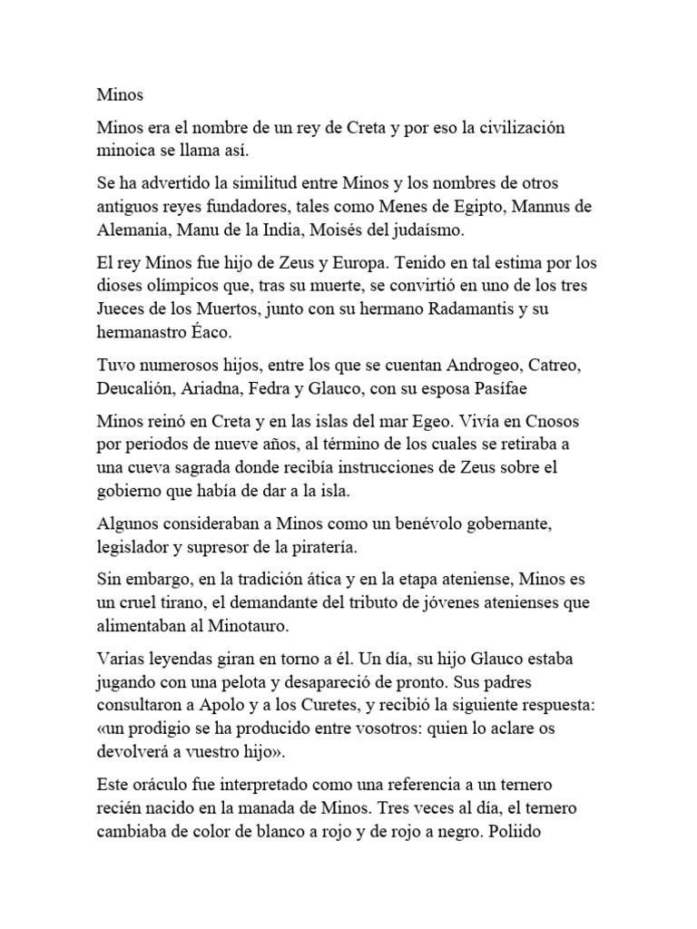 Guion Minos | PDF | Deidades griegas | Mitología griega
