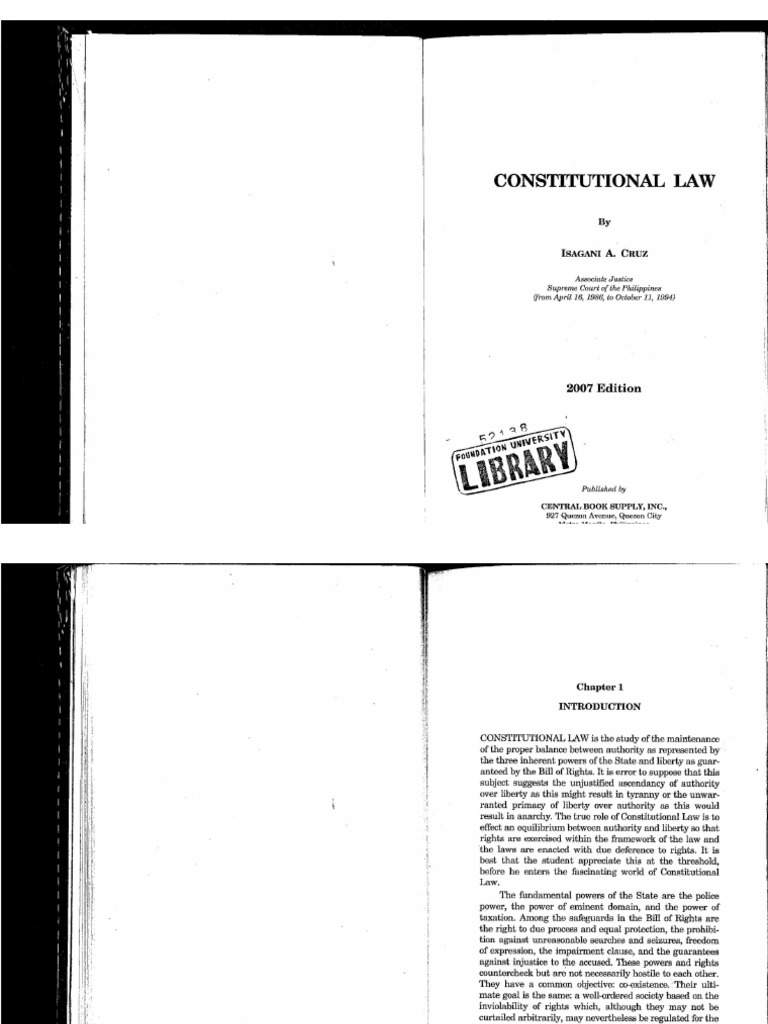 Constitutional Law by Isagani A. Cruz Scanned Book | PDF