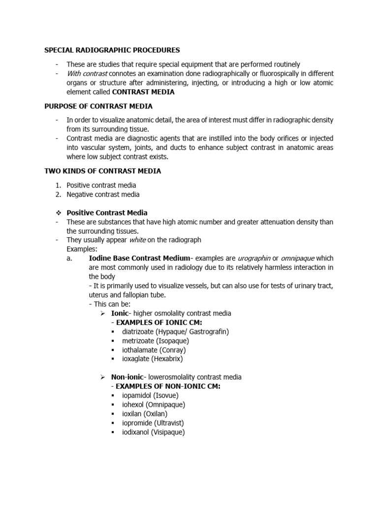 Contrast Media Intro | PDF | Medicine | Clinical Medicine