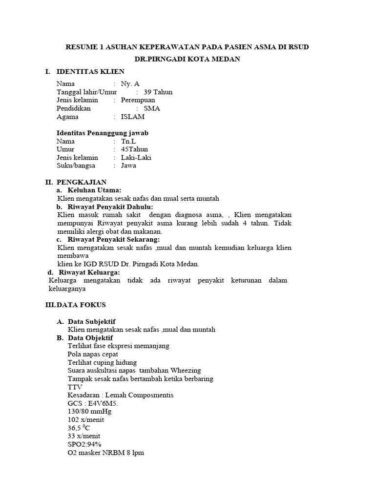 Resume Asuhan Keperawatan | PDF