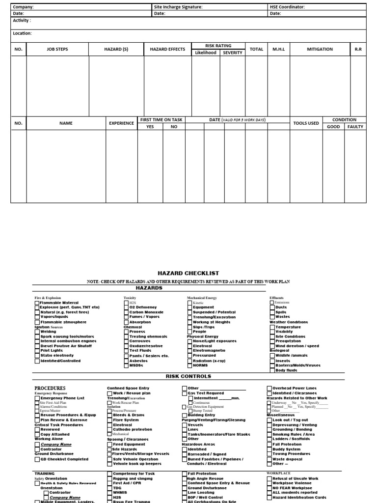 Comprehensive Hazard Checklist Template | PDF | Hazards | Engines