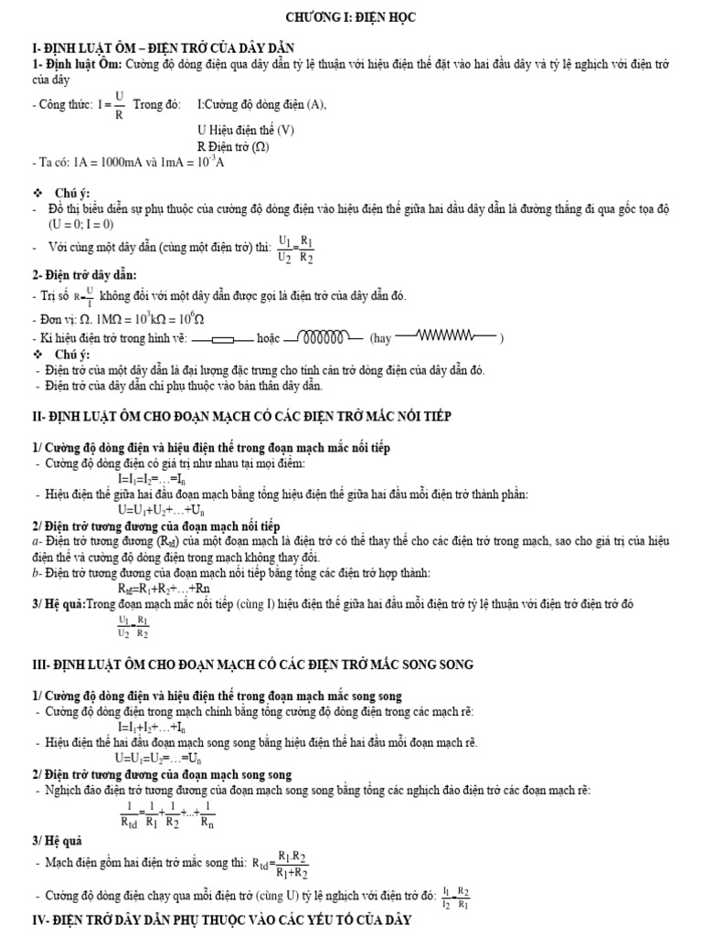 Tong Hop Kien Thuc Mon Vat Ly Lop 9 hk1 HOCMAI | PDF