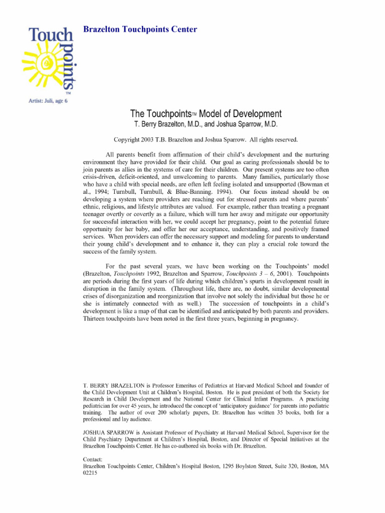 Touchpoints Model of Development. | PDF