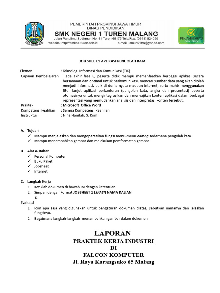 Job Sheet Word, Excel | PDF