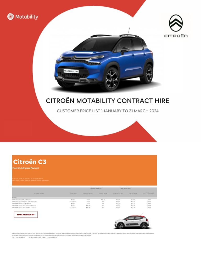 Motability Customer Price List | PDF | Manual Transmission | Hybrid Vehicle