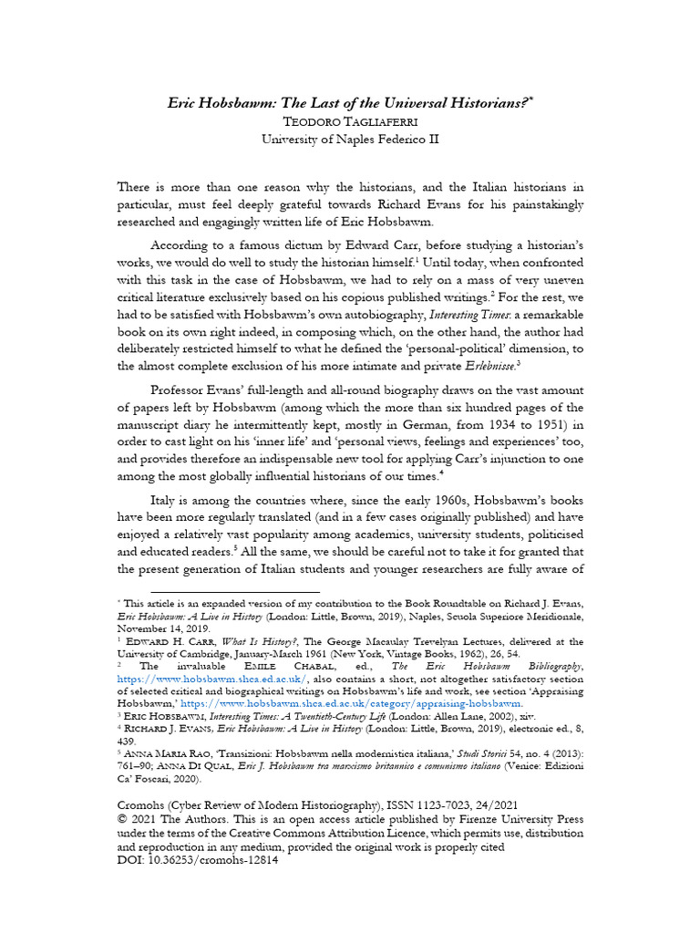Eric Hobsbawm The Last of The Universal | PDF | Marxism | Historiography