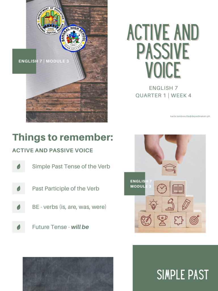 Eng7 QTR1 Module3 Active Passive Voice | PDF | Verb | Subject (Grammar)