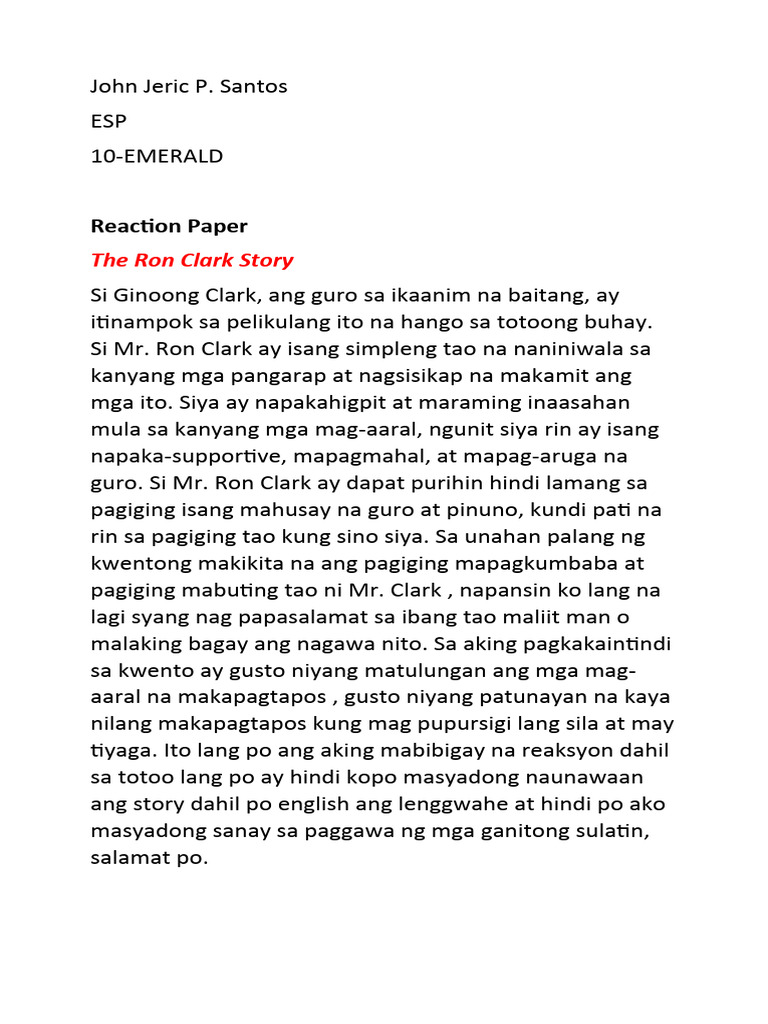 Reaction Paper | PDF