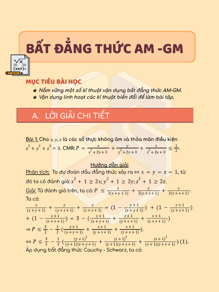 LỜI GIẢI BẤT ĐẲNG THỨC AM - GM | PDF
