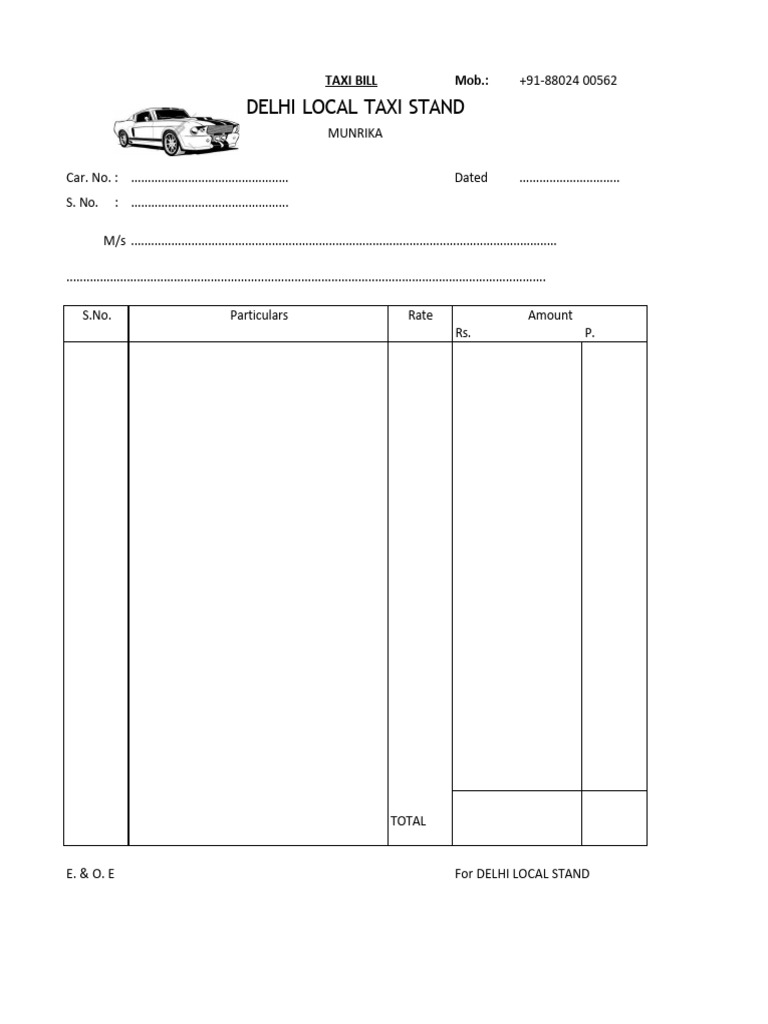 Taxi Bill Sample | PDF