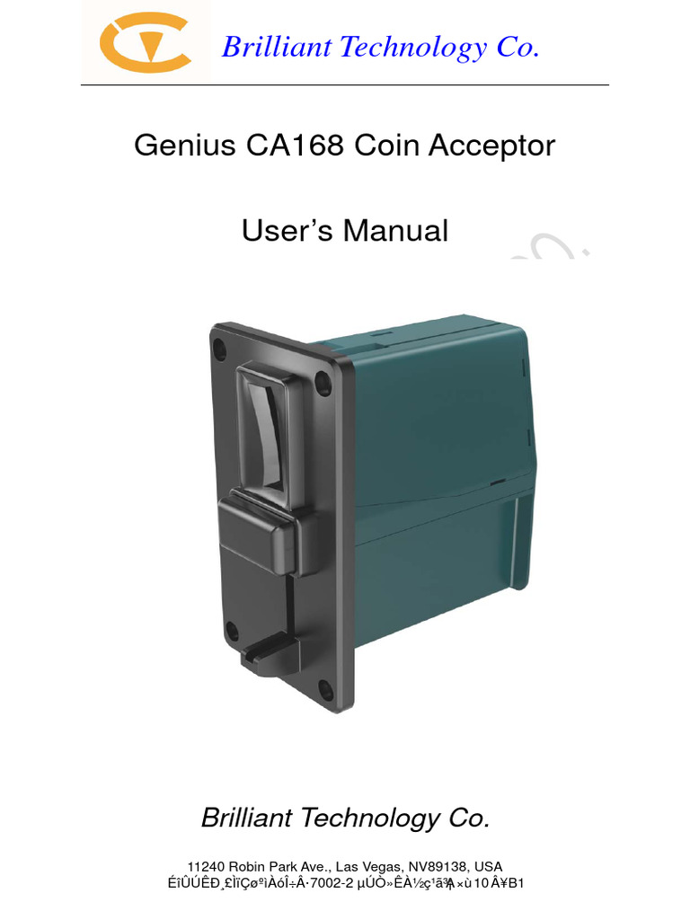 Genius Ca168 Coin Acceptor Manual | PDF | Manufactured Goods | Electronic Engineering