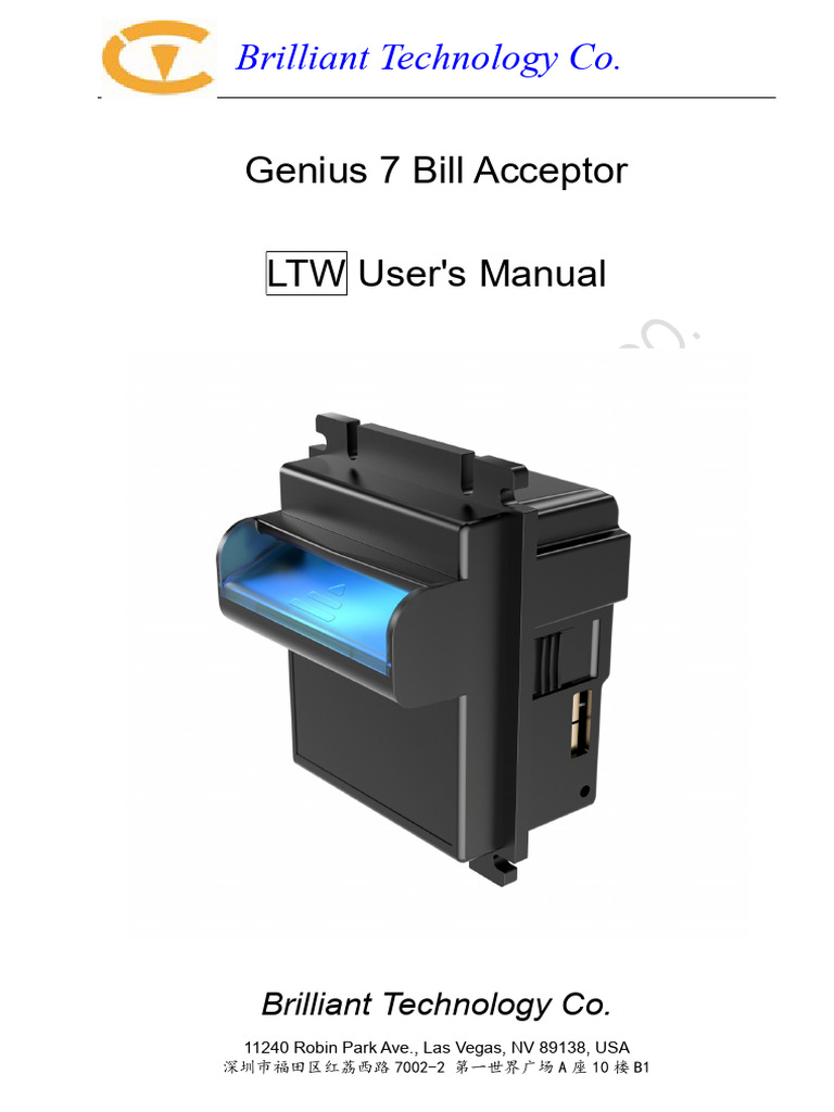 Genius 7 LTW Bill Acceptor Manual 230412 214319 | PDF | Computer Engineering | Electric Power