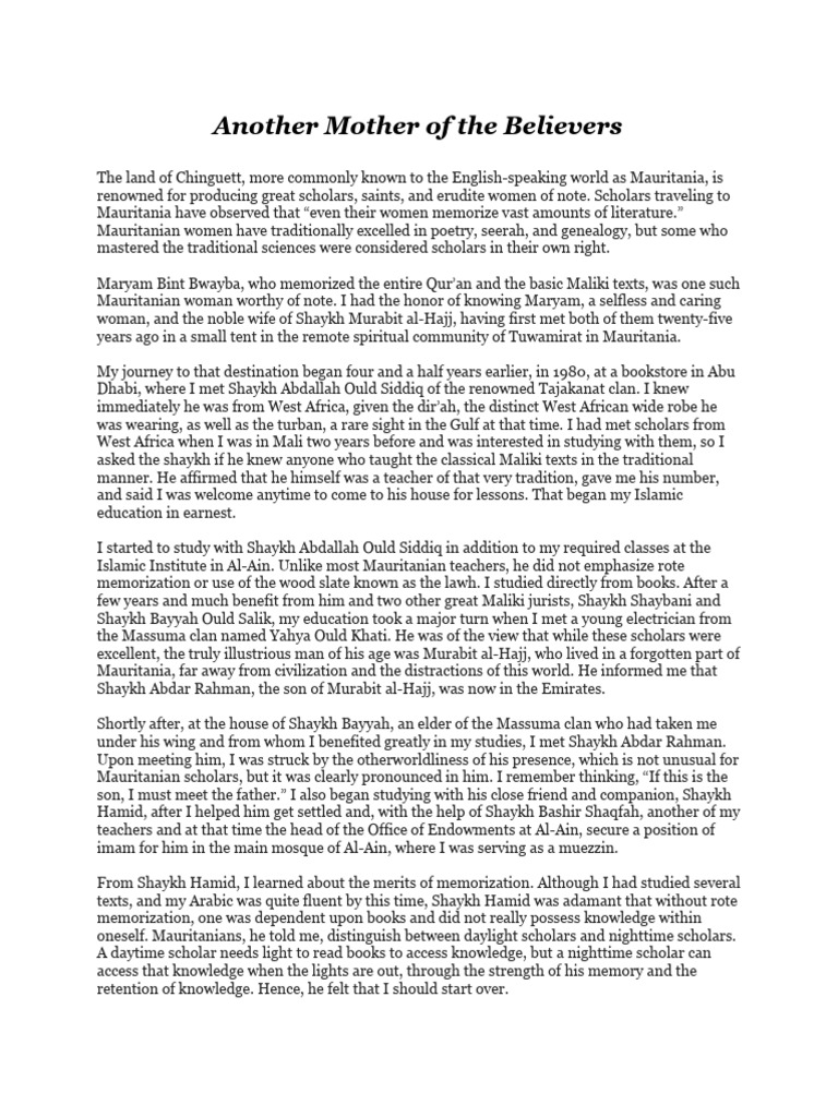 Another Mother of The Believers | PDF | Mauritania Another Mother of The Believers | PDF | Mauritania