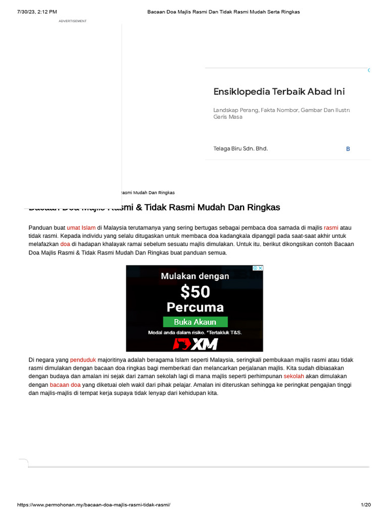 Teks Doa Rasmi Dan Tidak Rasmi | PDF