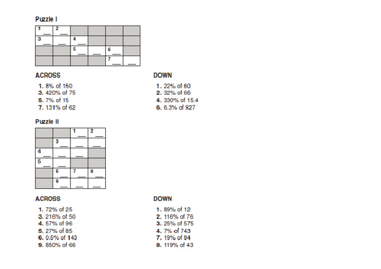 Percent Crossword | PDF