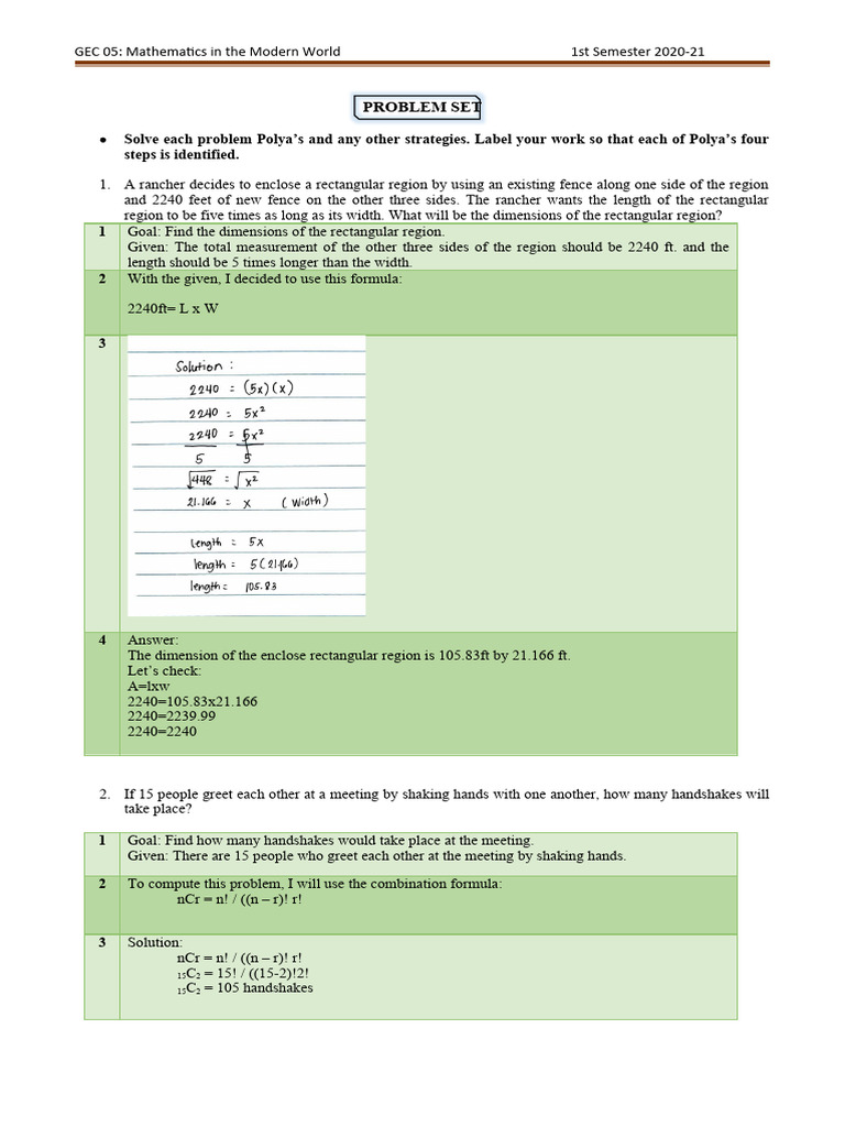 Bsa1c-Gec05-Problem Set | PDF | Argument | Numbers