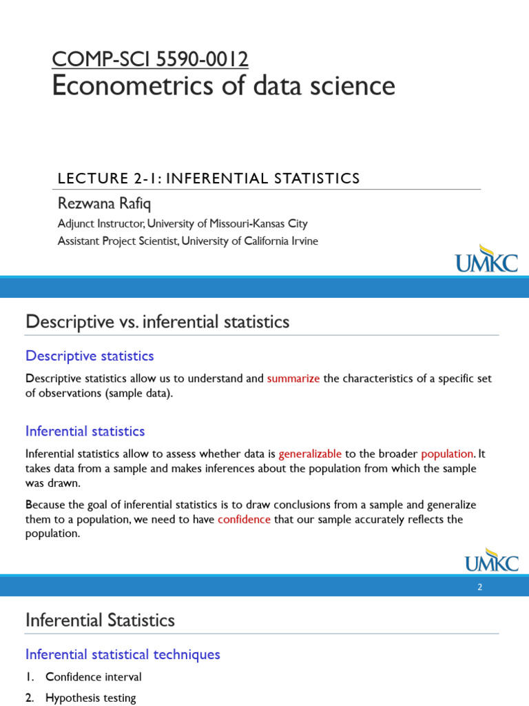 COMPSCI 5590-f23-IS-rr-lecture2-1 | PDF | Statistics | Statistical Inference