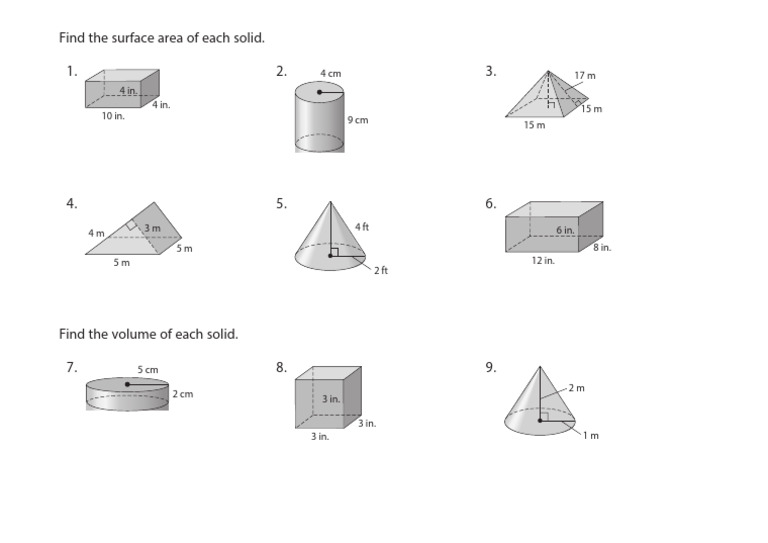 Surface Area And Volume Worksheet Surface Area Worksheet 6th Grade