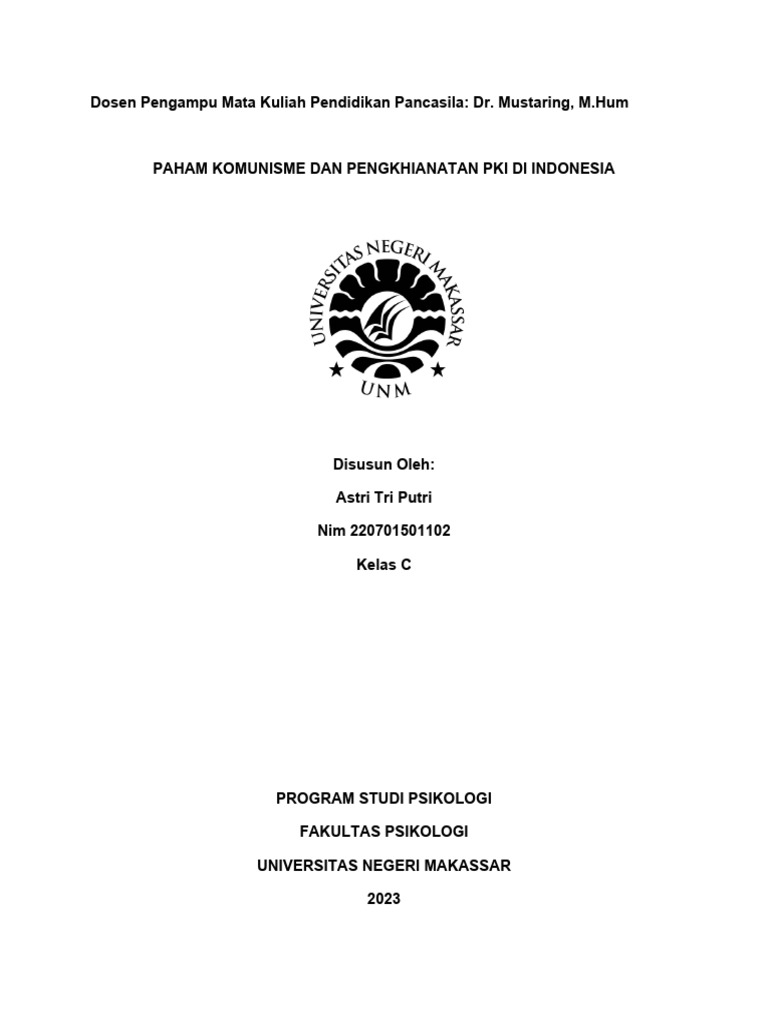 Paham Komunisme Dan Pengkhianatan Pki Di Indonesia | PDF