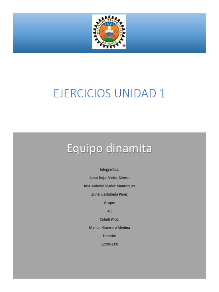 Ejercicios de Equipo Dinamita U1 | PDF