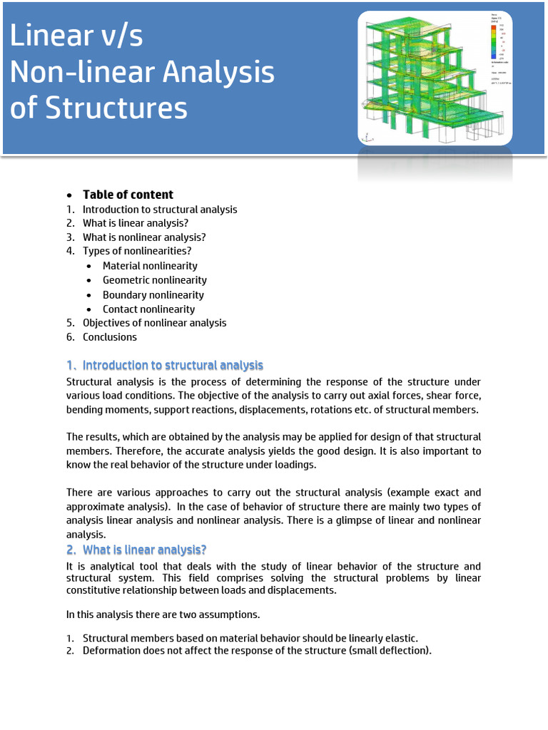 Linear Vs Non-Linear Analysis | PDF | Deformation (Engineering) | Structural Analysis