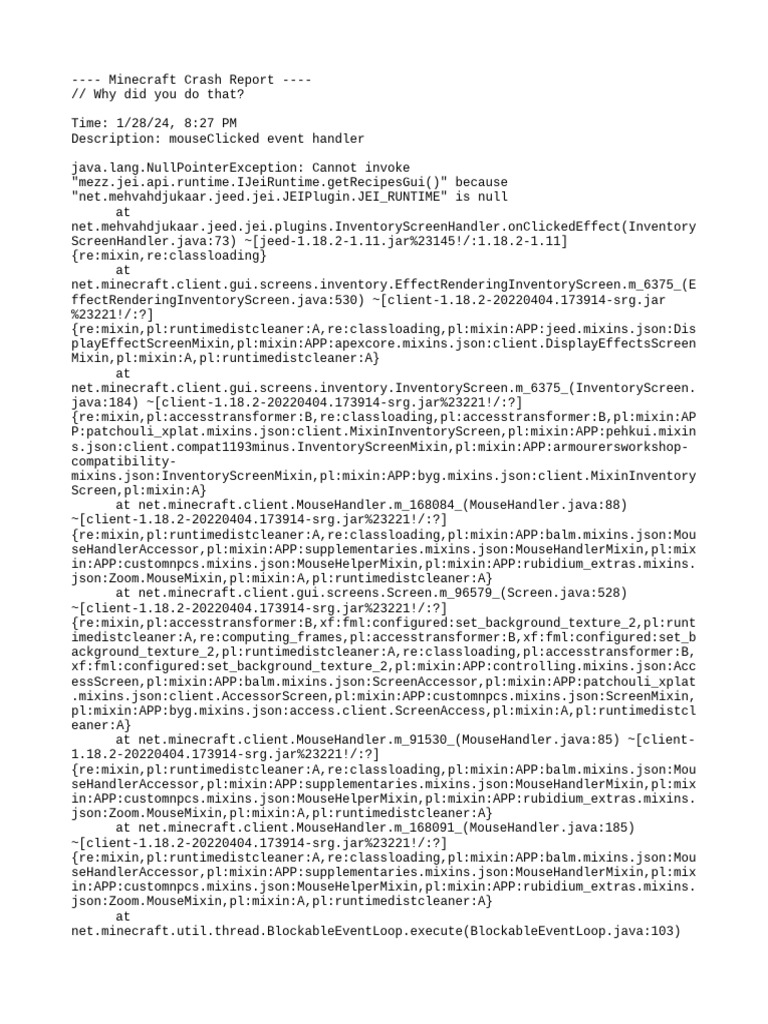 Minecraft MouseClicked Event Error | PDF | Software | Computing