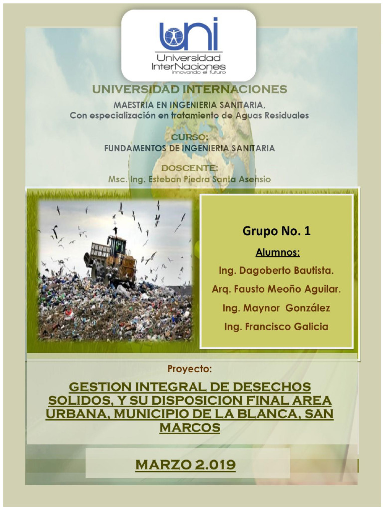 Proyecto Final Fundamentos de Ingenieria Sanitaria | PDF | Residuos | Vertedero