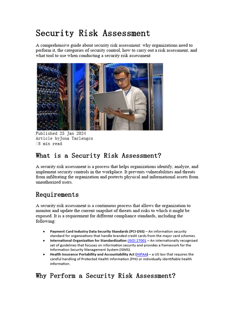 Security Risk Assessment | PDF | Information Security | Computer Security