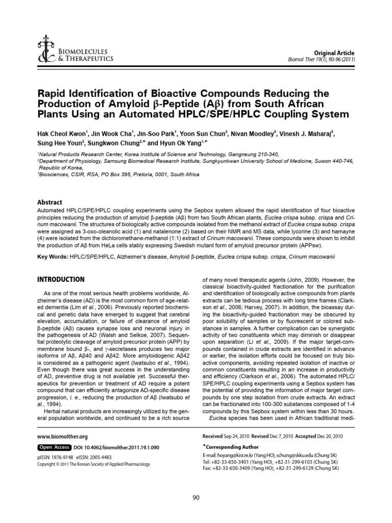 Rapid Identification of Bioactive Compounds Reducing the Production of ... Rapid Identification of Bioactive Compounds Reducing the Production of ...