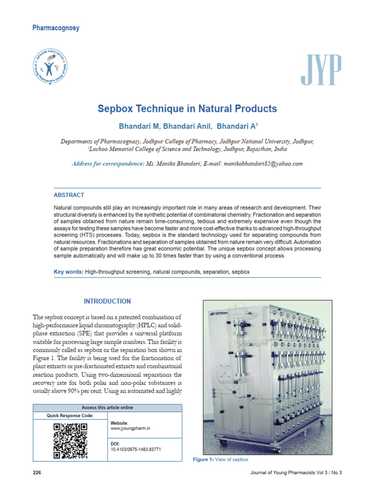 Sepbox Technique in Natural Products | PDF | High Performance Liquid ...