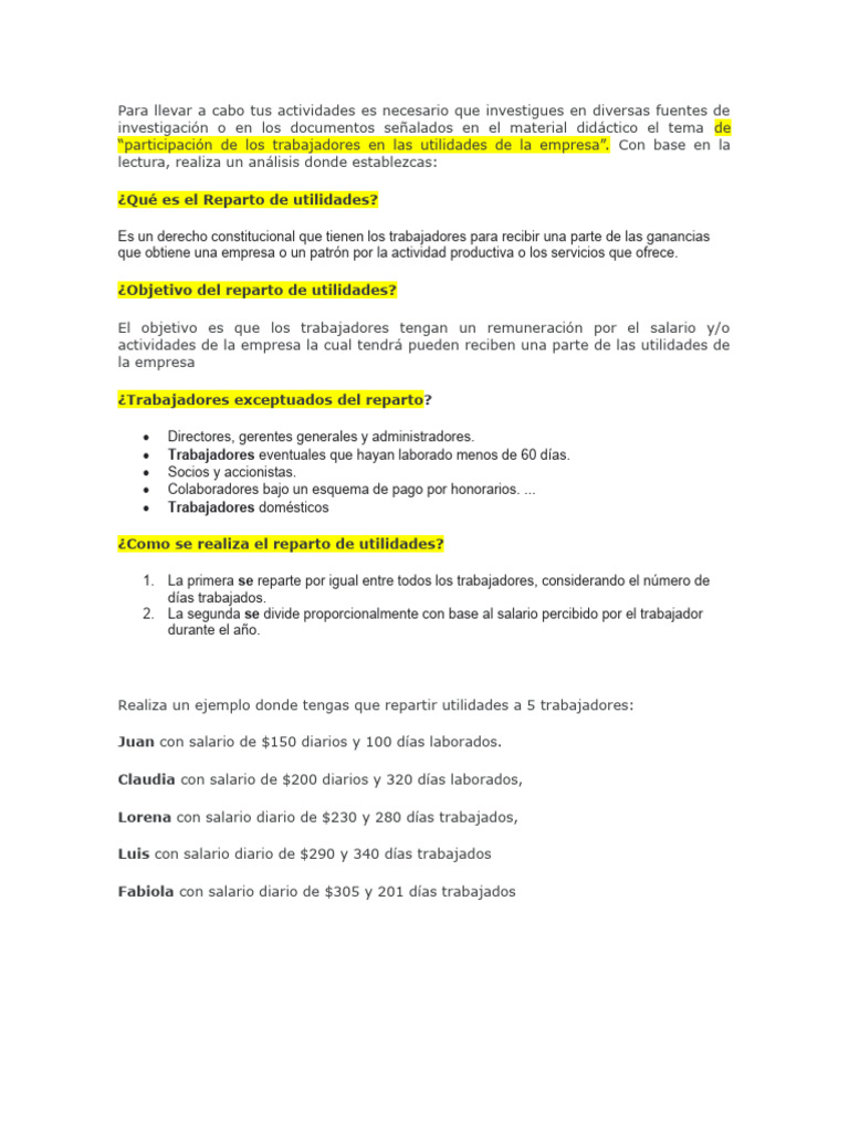 Actividad Ptu | PDF | Salario | Business
