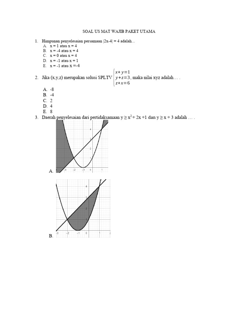 Soal Us Xii Mipa Mat Wajib Utama-1 | PDF