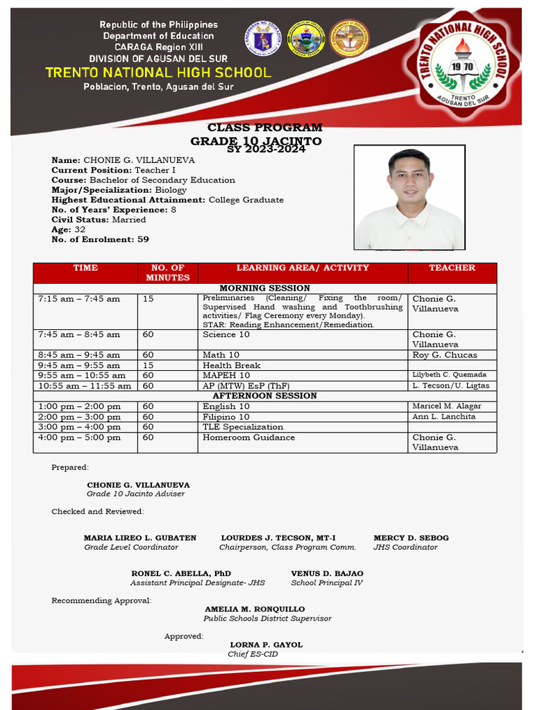 CLASS-PROGRAM-SY-2023-2024 (1) Chonie | PDF