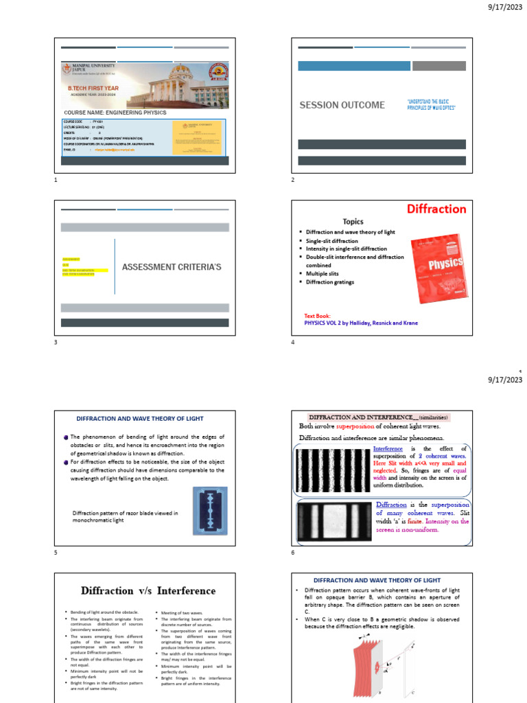 Engineering Physics: Wave Optics | PDF | Diffraction | Optics