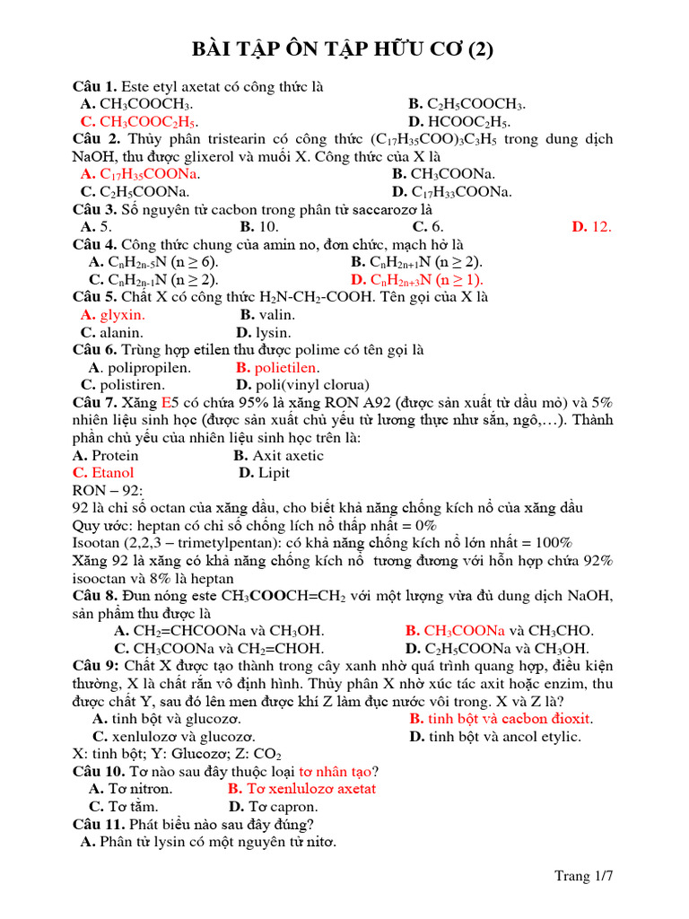 Bai Tap On Tap Huu Cơ (2) Online | PDF