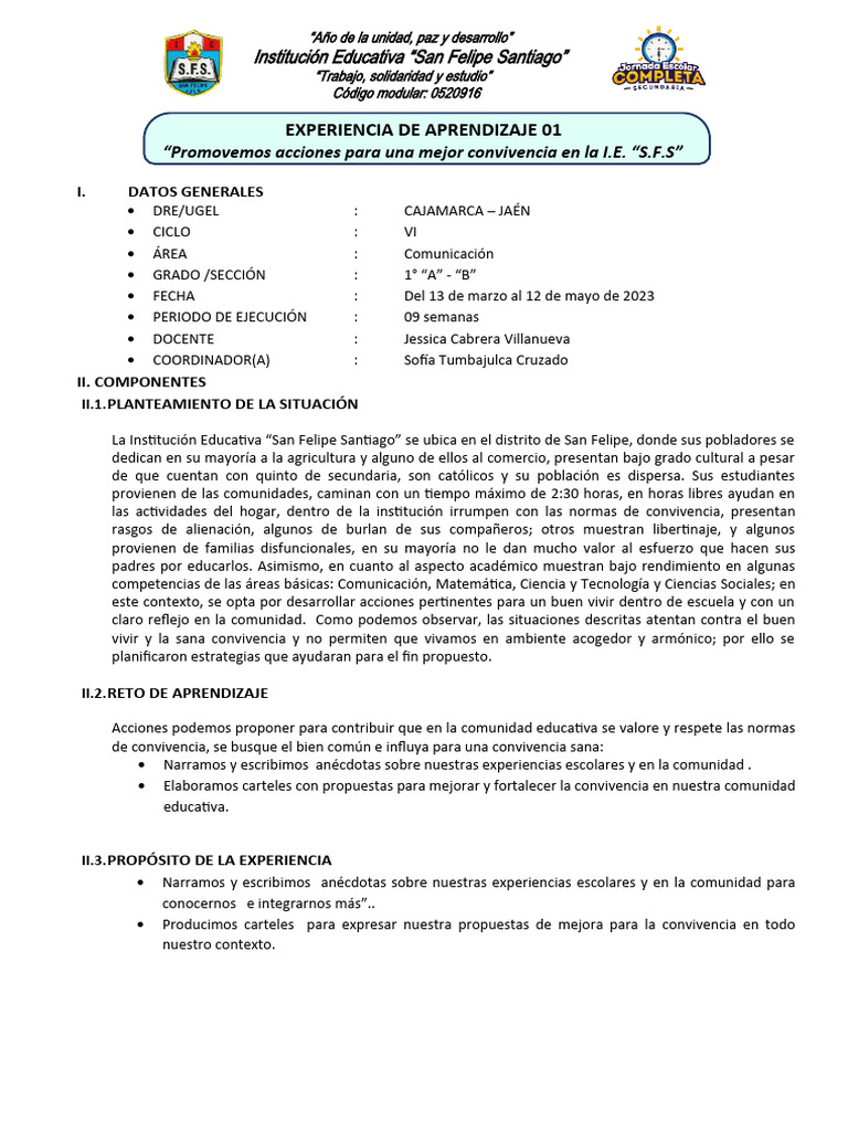 Eda 1-Primero de Secundaria Comunicacion | PDF