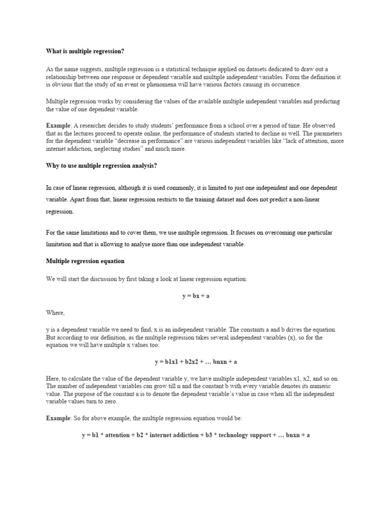 Multiple Regression | PDF | Regression Analysis | Linear Regression Multiple Regression | PDF | Regression Analysis | Linear Regression
