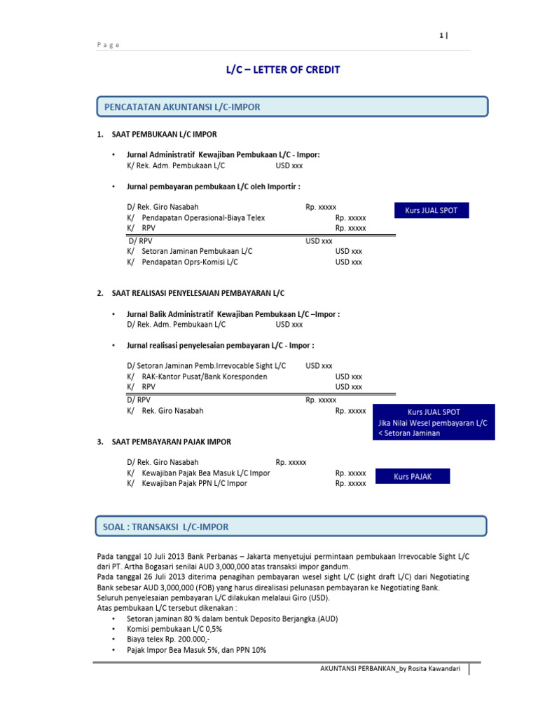 Materi & Soal 11 Akuntansi Perbankan - LC-LETTER of CREDIT | PDF