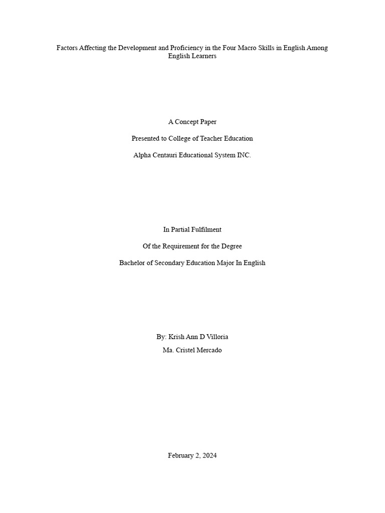 Factors Affecting The Development And Proficiency In The Four Macro