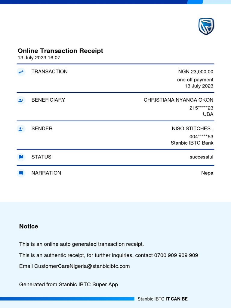 UBA Online Transaction Receipt | PDF