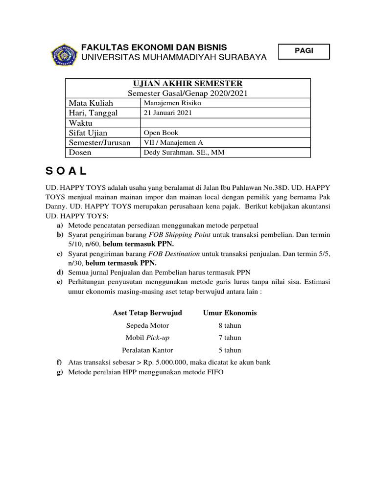 SOAL UAS 2021 - Manajemen A | PDF