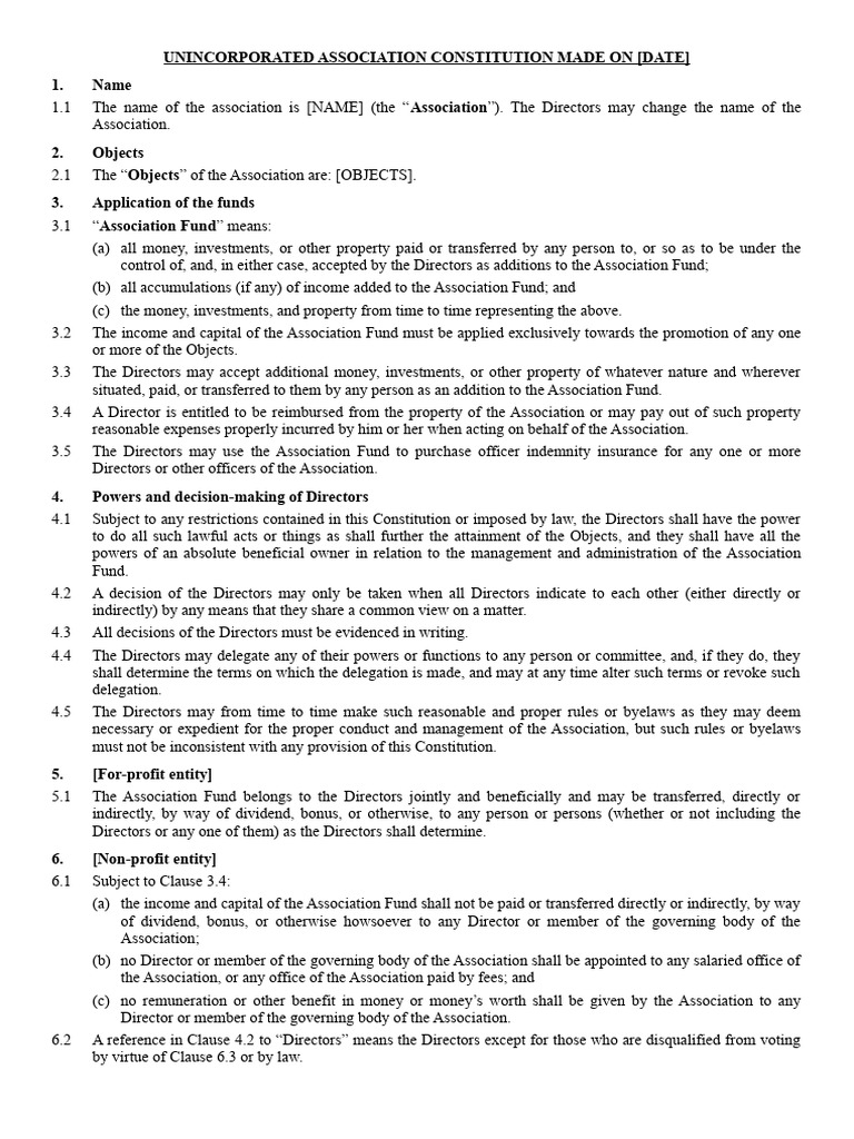 Unincorporated Association Bylaws | PDF