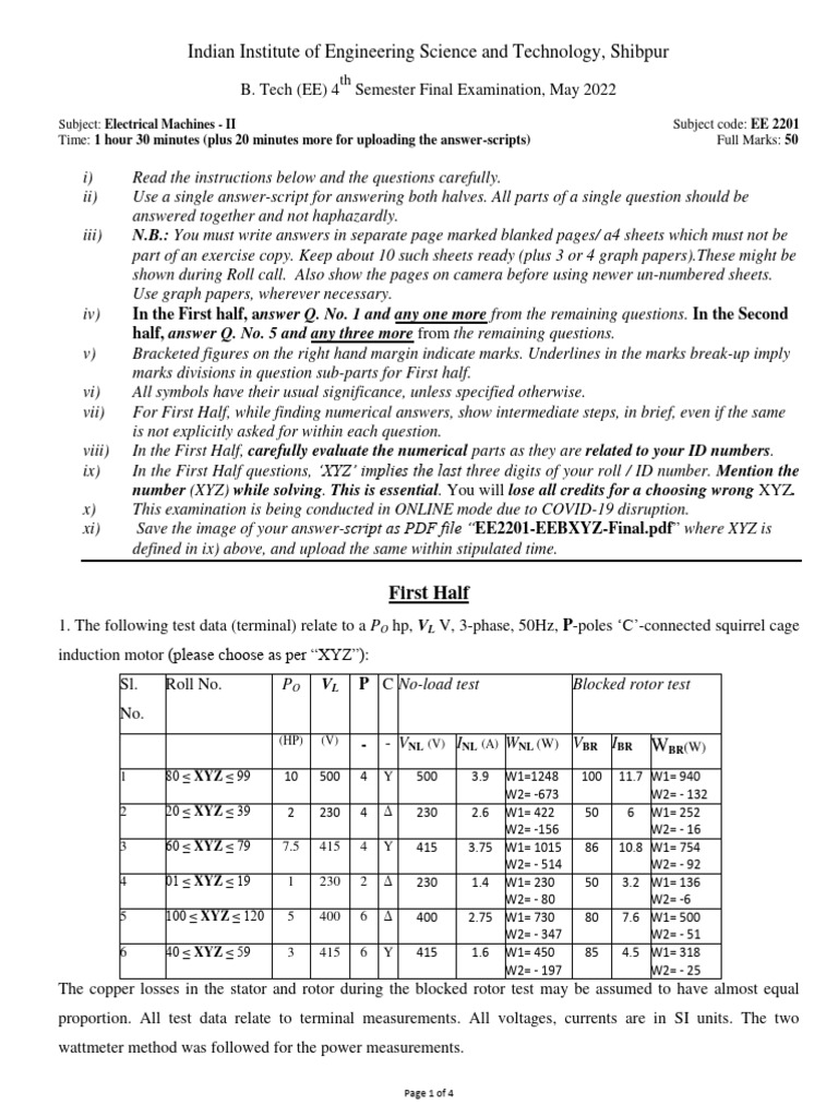 Endsem May22 EE2201 Final | PDF | Teaching Methods & Materials | Science & Mathematics